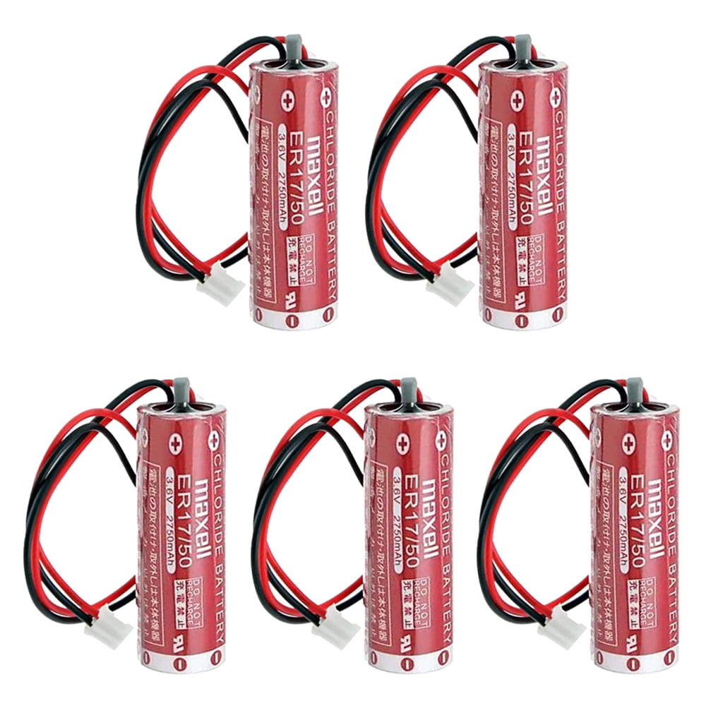 5-PACK ER17/50 17/50 3.6V 2750mAh Battery Li-ion Batteries with White ...