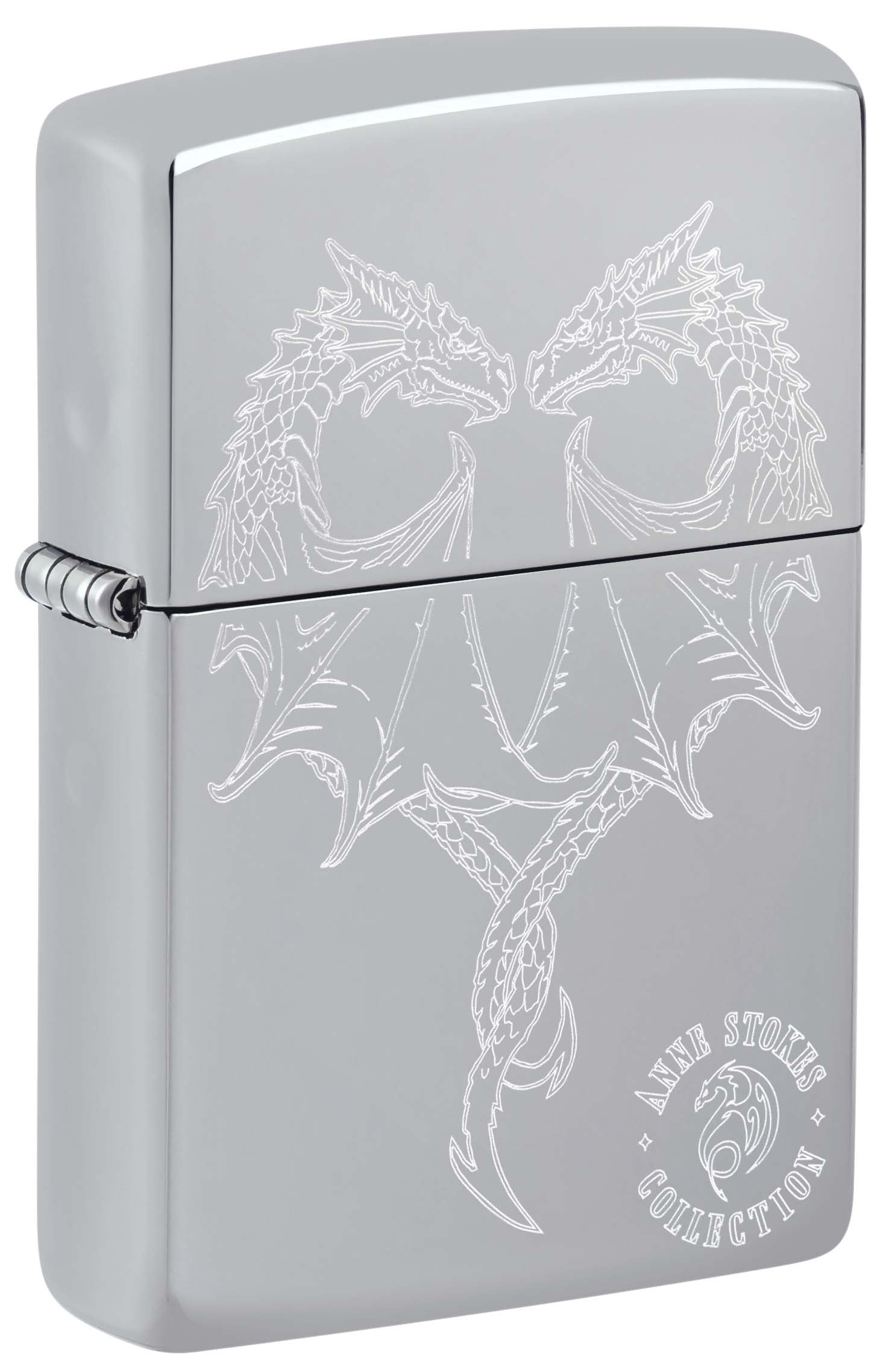 Zippo Lighter: Anne Stokes Collection, Engraved Dragons - High Polish Chrome 81010 - Walmart.com