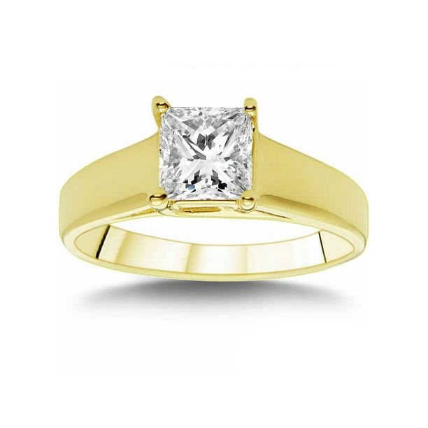 Pompeii3 1 Ct Princess Cut Diamond Solitaire Engagement Ring 14k