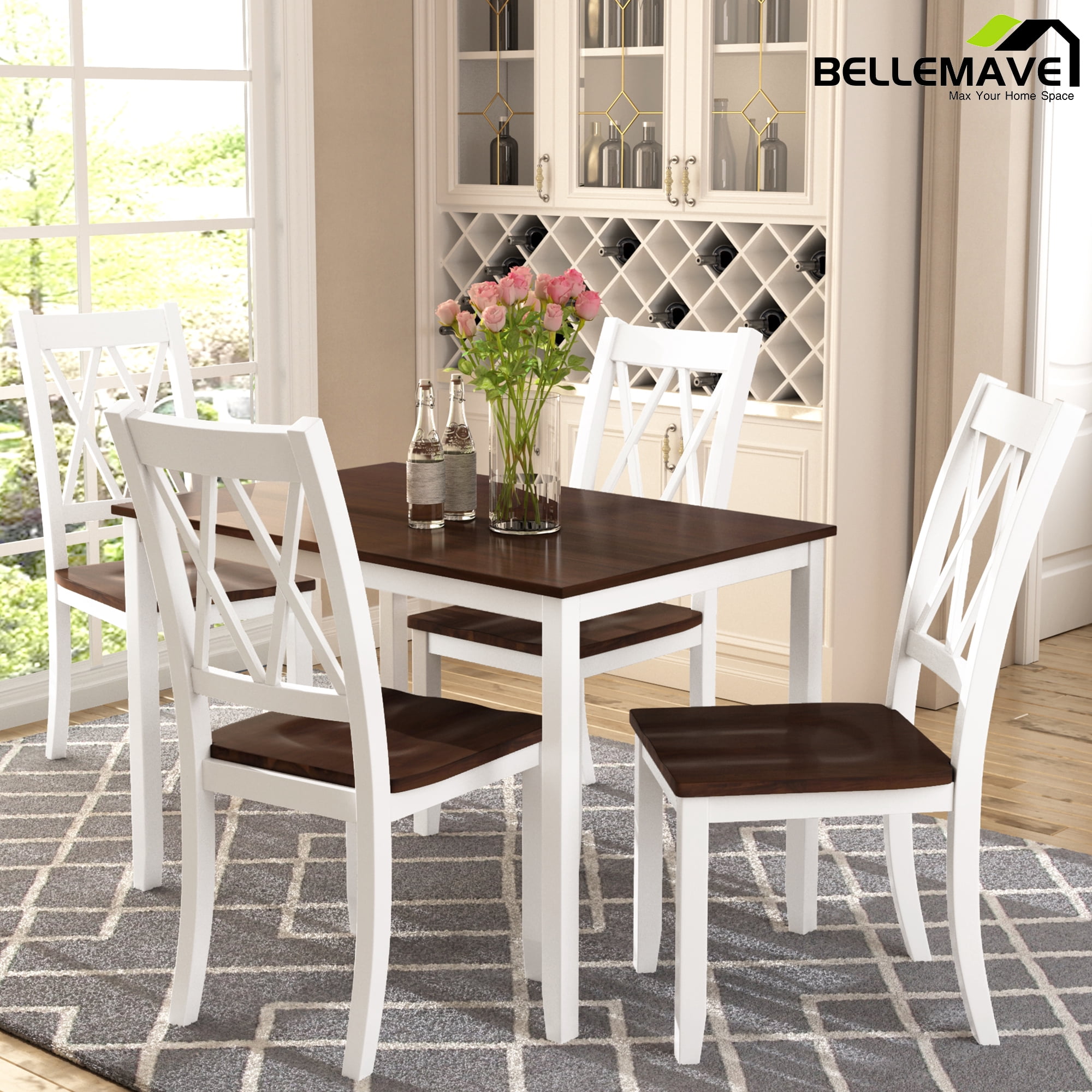 Walmart 5 Piece Dining Table Set for 4, Waterproof Wood Kitchen ...