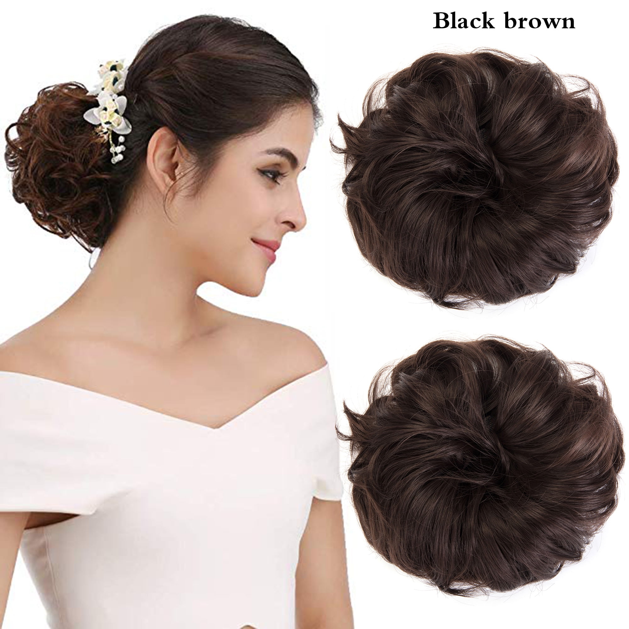 LELINTA 2 Pieces Hair Piece Ponytail Wavy Updo Hair Bun Extensions ...