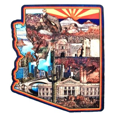 Arizona State Map and Landmarks Collage Fridge Collectible Souvenir ...