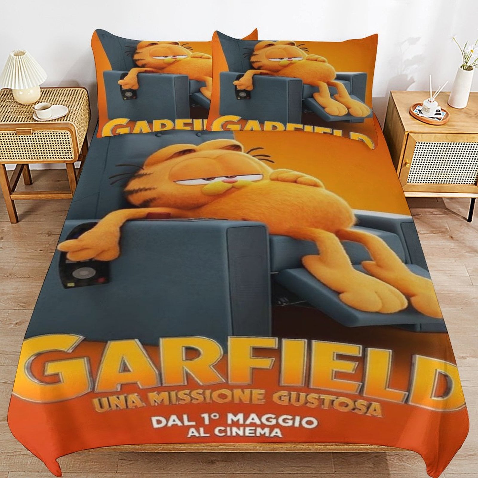 Garfield Bed Duvet Cover Microfiber Bedding Sets 3D Printed Lightweight ...