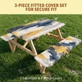 Abstract Art Picnic Table Cover with Bench Covers Watercolor Blue ...