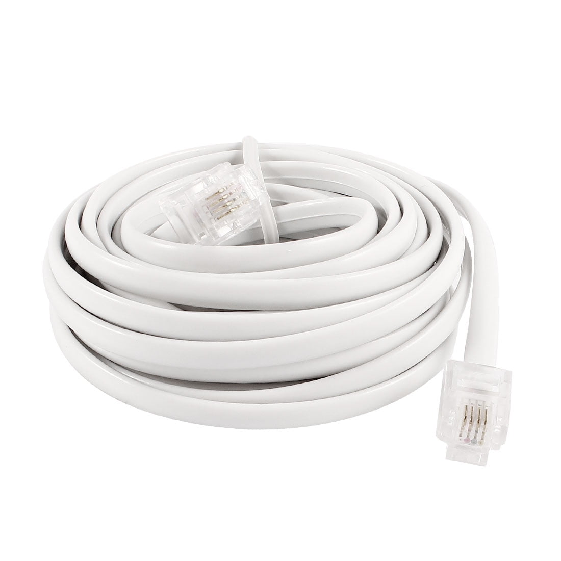 Unique Bargains White RJ11 6P4C Modular Telephone Extenstion Lead Cable 10ft