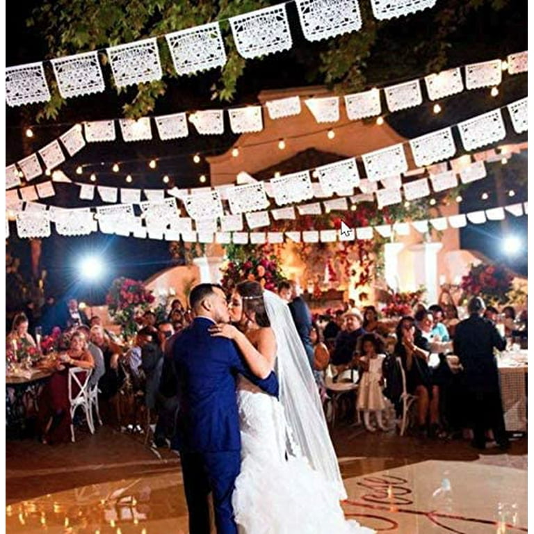 Party Decoration Banner White Papel Picado Banner - Traditional Mexican ...