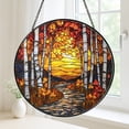 Birch Tree Woodland Landscape Stained Glass Style Window Hanging ...