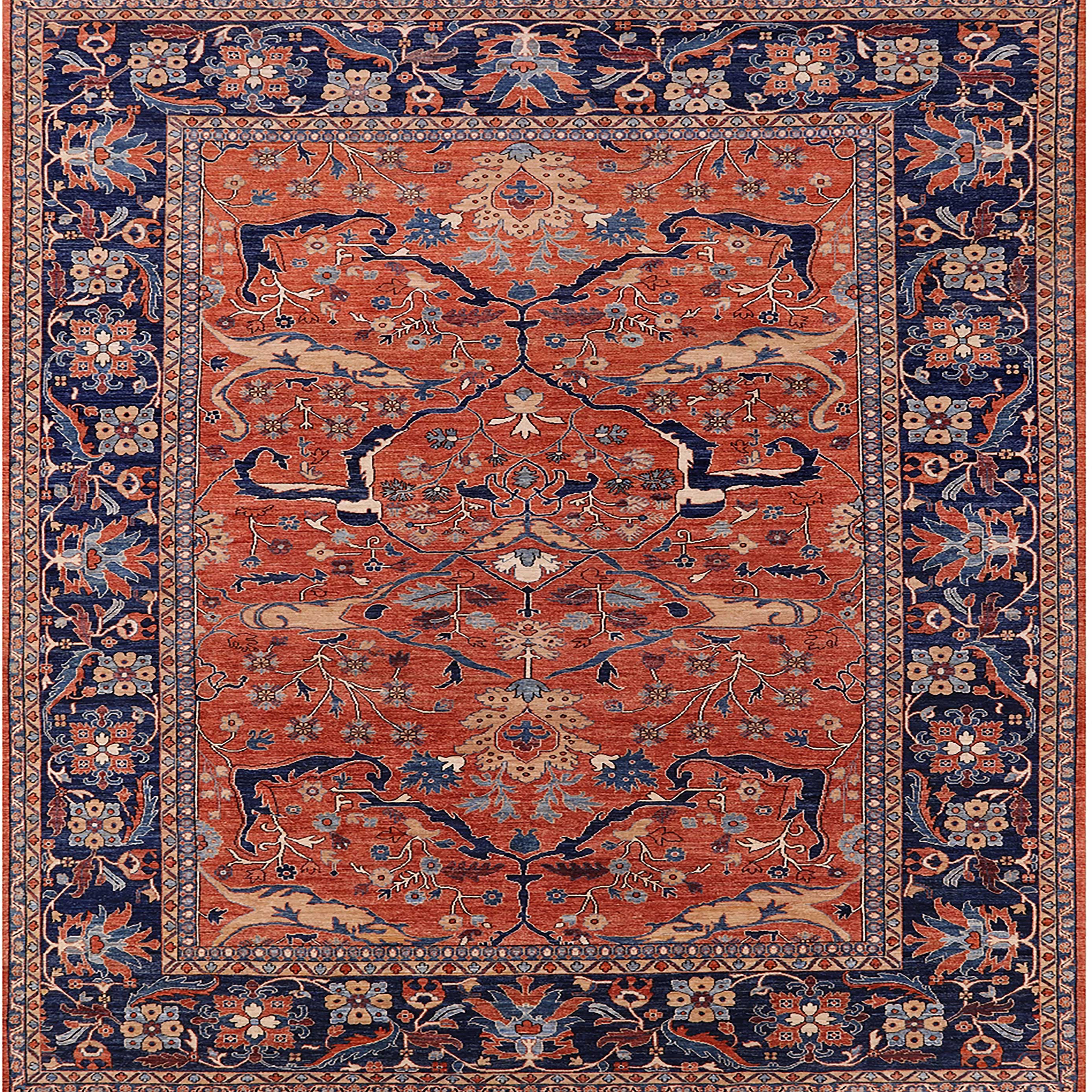 Ahgly Company Indoor Square Mid-Century Modern Saffron Red Oriental ...