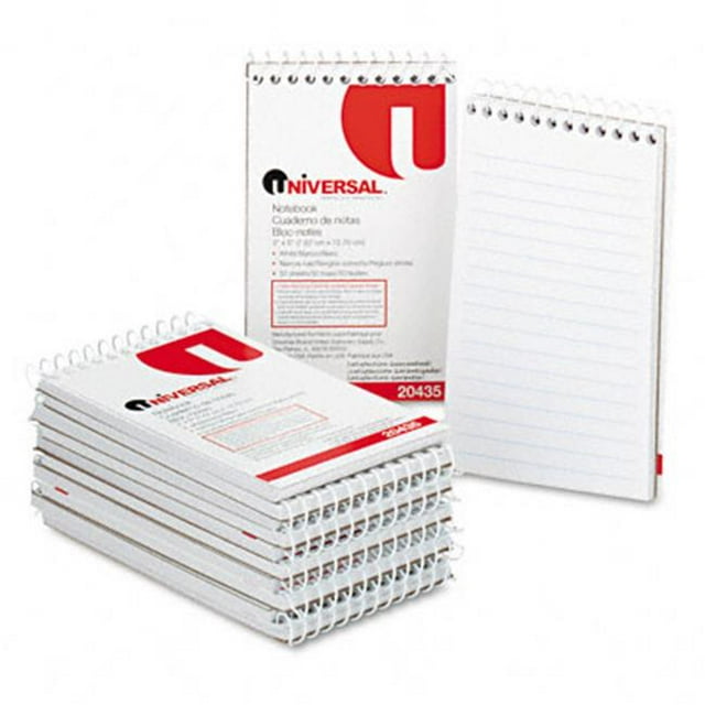 Universal Wirebound Memo Books Narrow Rule 3 x 5 White 12 50-Sheet Pads ...