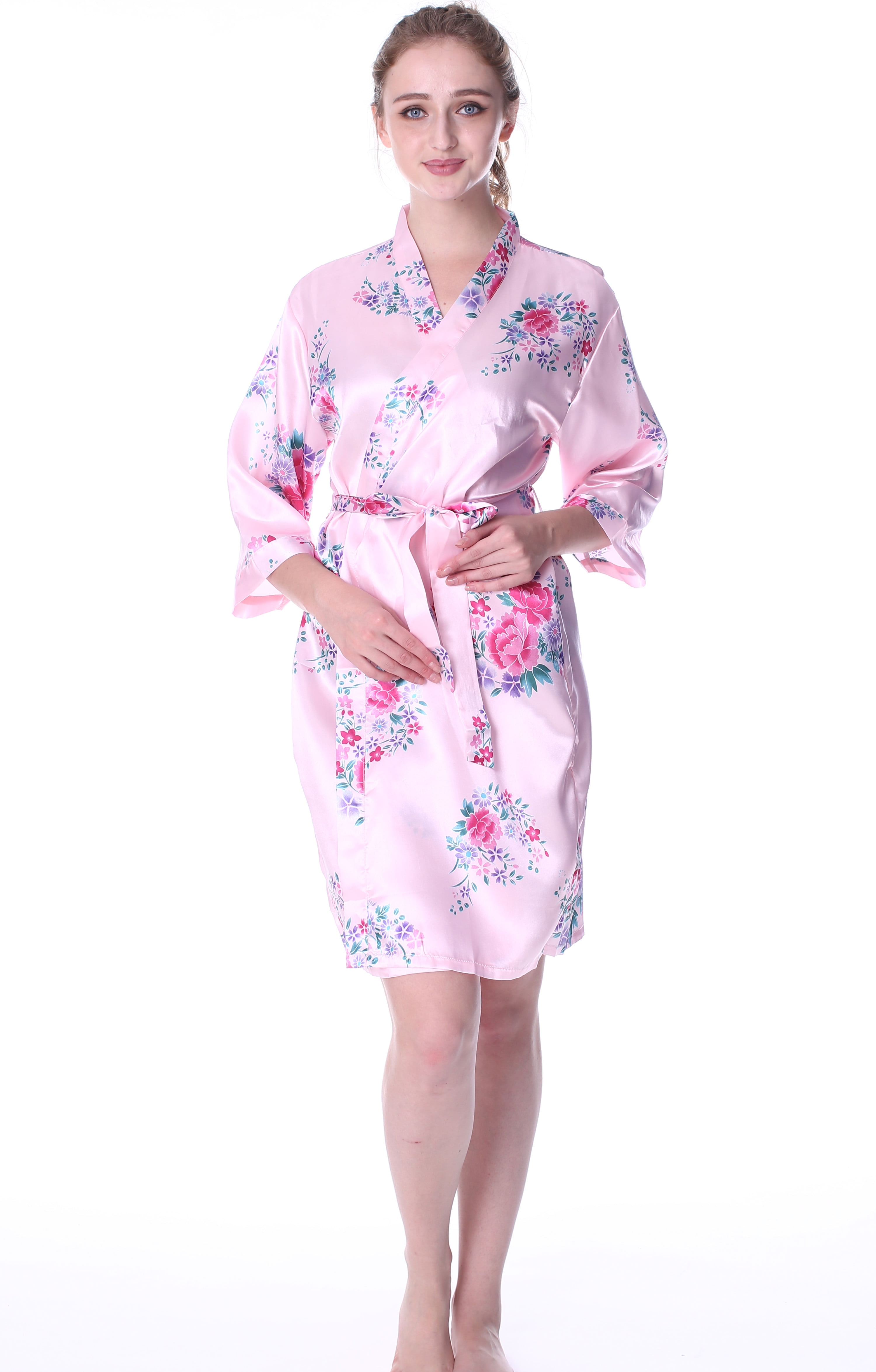 Mr & Mrs Right Women's Satin Kimono Robes ,Floral Satin Bride ...
