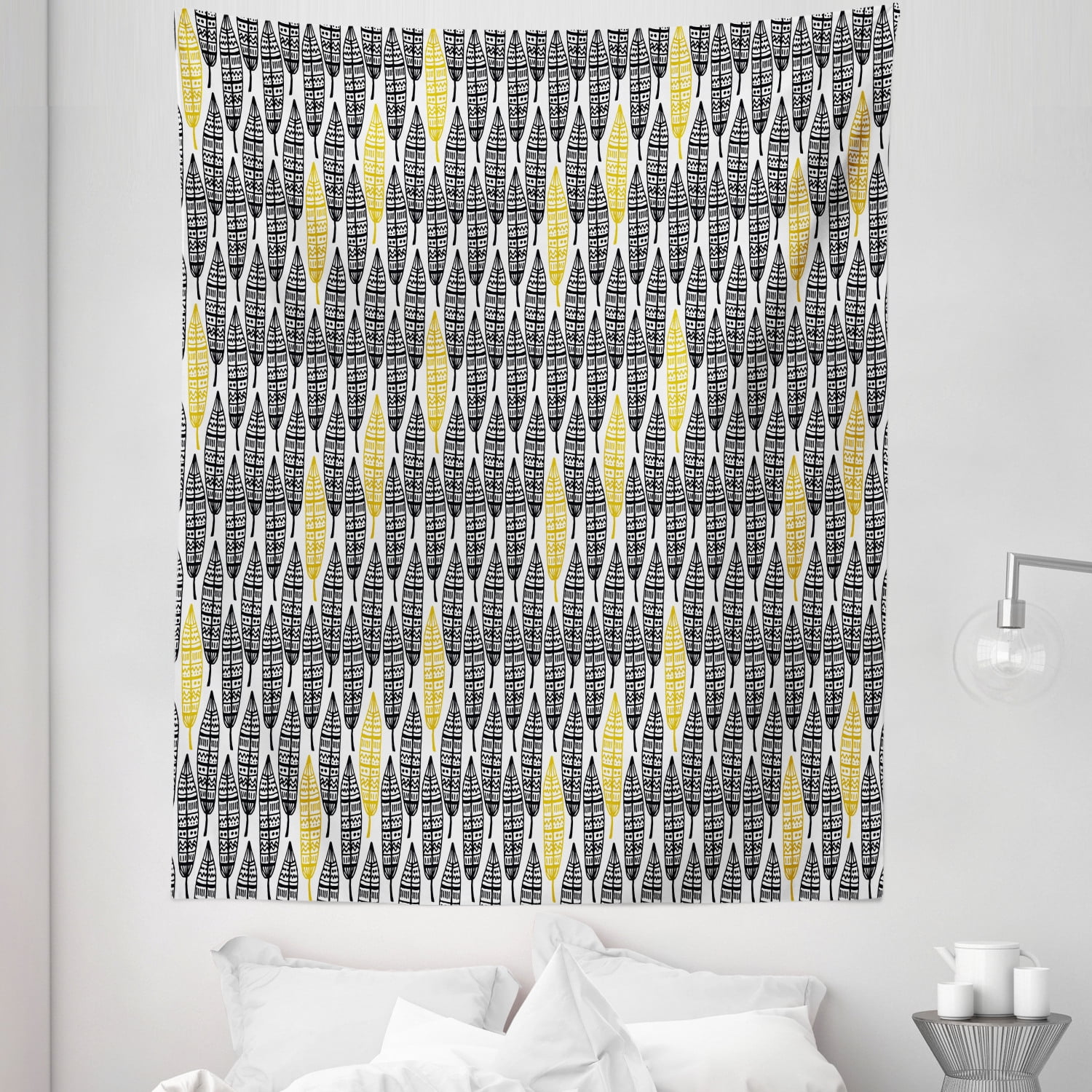 Feather Tapestry, Hand Drawn Repeating Pattern Ornate Feathers Style ...