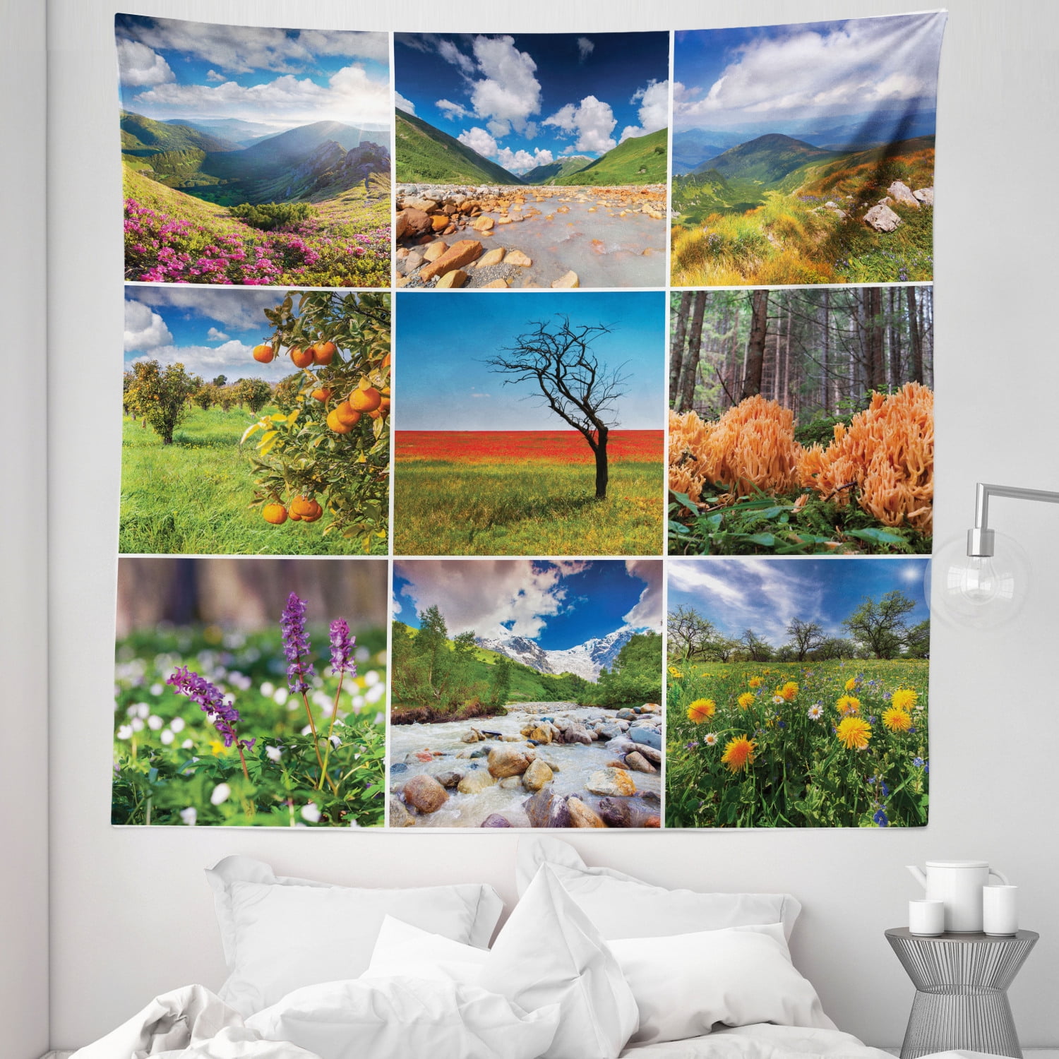 Nature Tapestry, Collage with Summer Scenery Majestic Mountains ...