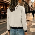 Zpzdpjkx Women's Faux Suede Bomber Jacket Fashion Ribbed Trim Snap ...