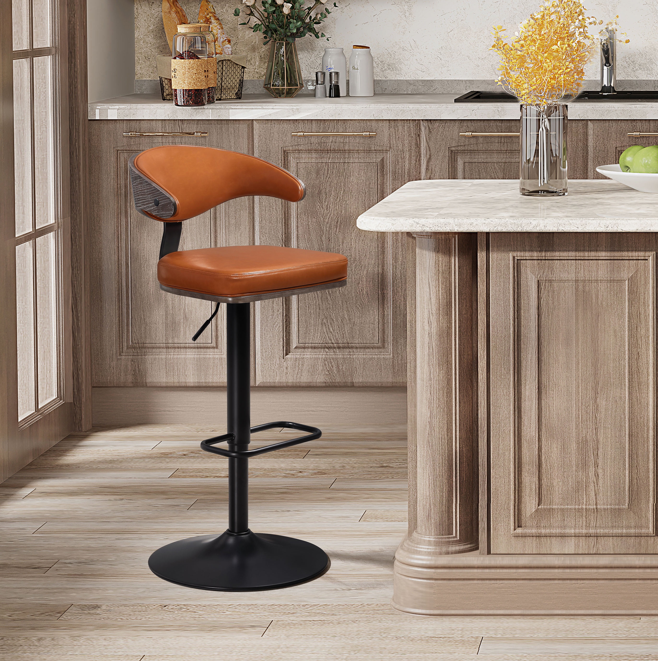 Art Leon Retro Bar Stools, 360 Degree Swivel Height Adjustable, Faux ...