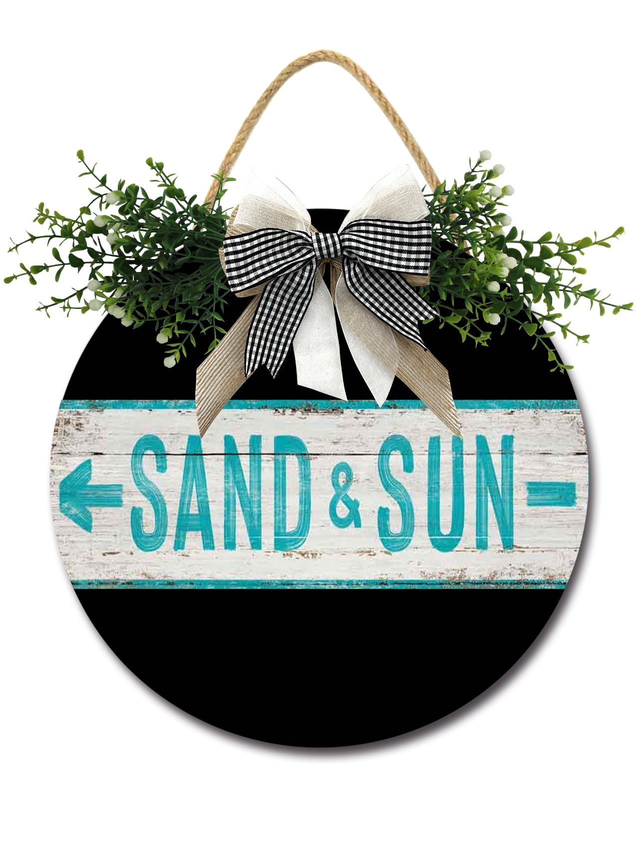 Eveokoki Sand & Sun Front Door Sign Funny Wreaths Hanging Wooden Plaque ...