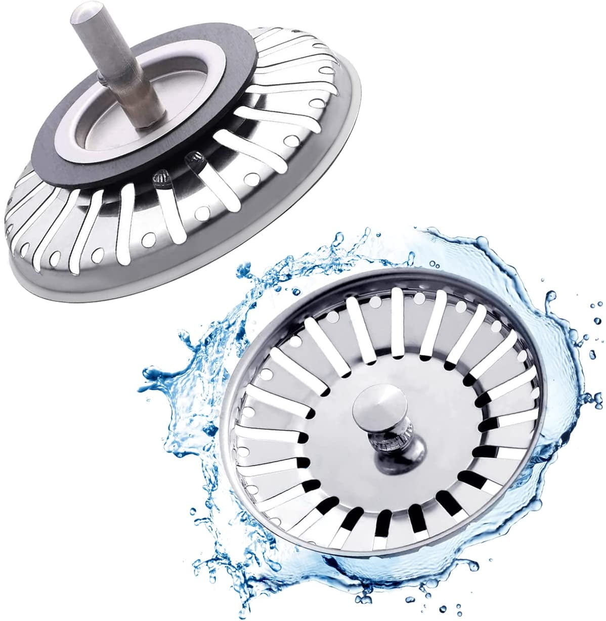 2 Pieces Stainless Steel Kitchen Sink Stopper Universal Kitchen Sink ...
