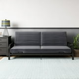 Mainstays Metal Arm Futon, Black Metal Frame with Grey Mattress ...