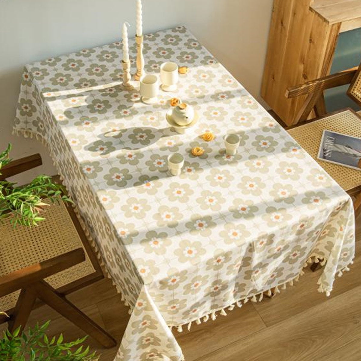 Small Square Tablecloth Pastoral Style patterned Tablecloth cover with ...