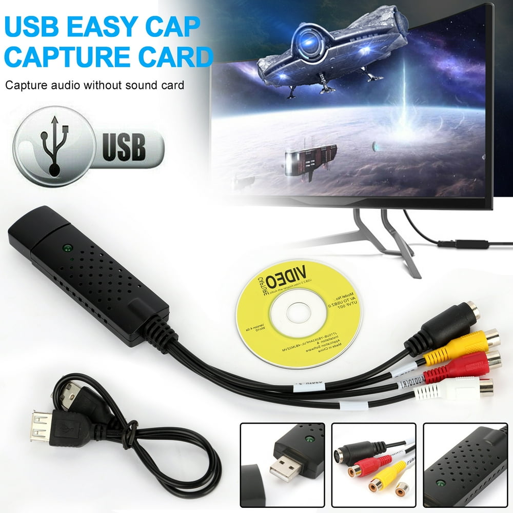 EasyCap USB 2.0 Capture Card Video TV DVD VHS Audio Capture Card 3 in 1 ...