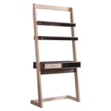 Dane 3-Shelf Wood Weathered White and Walnut Oak Ladder Desk with ...