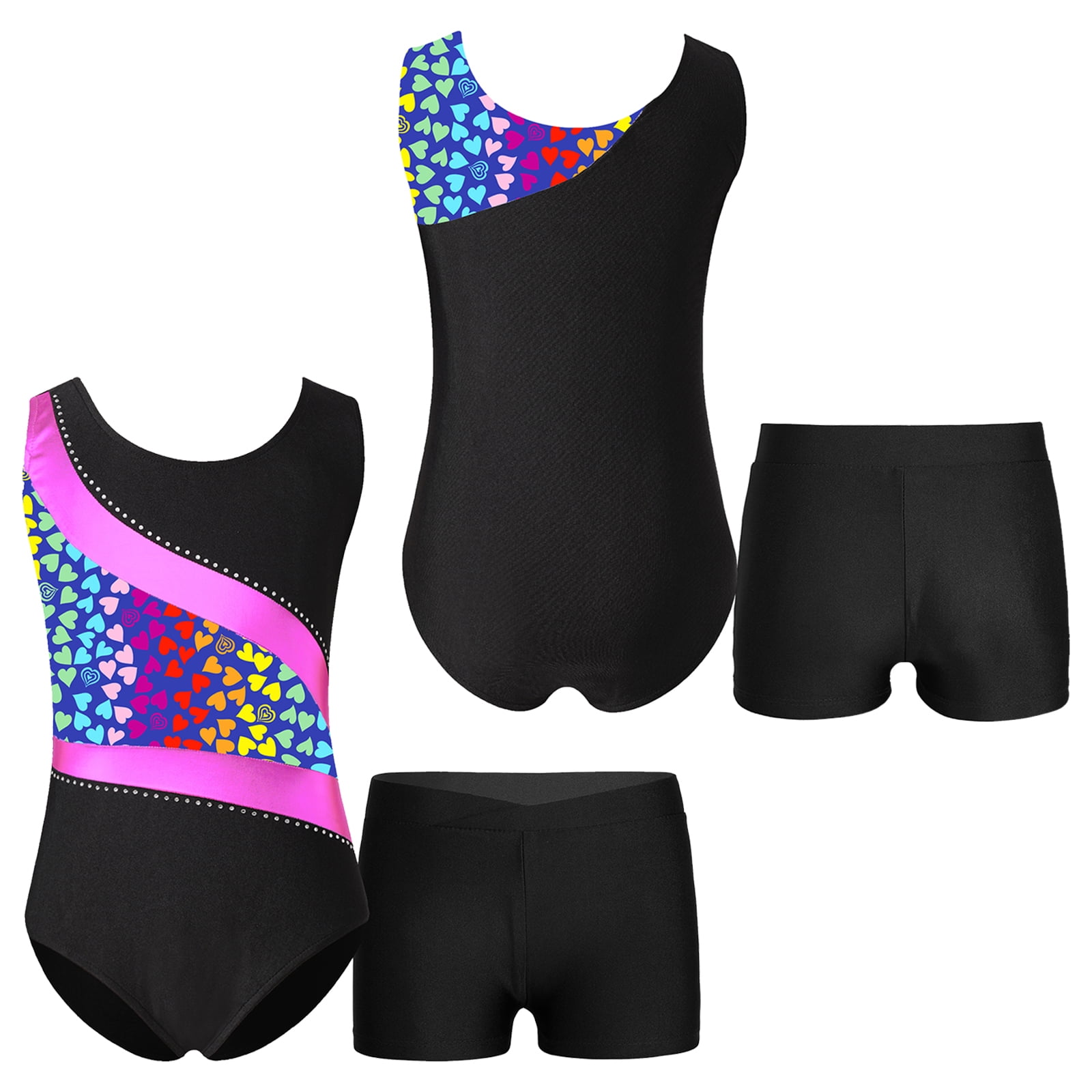 iiniim Girl Sleeveless Gymnastics Leotards with Dancing Shorts Sparkle ...