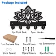 1Set Wood & Iron Wall Mounted Hangers Decorative Organizer Rack 5 Hooks ...
