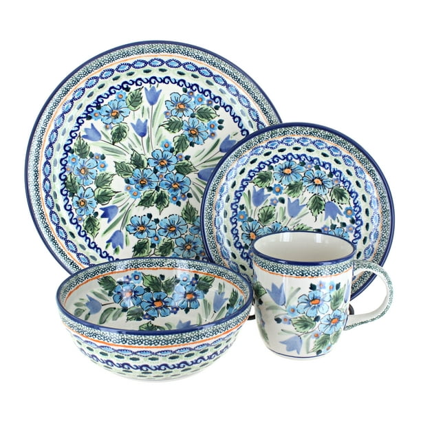 Blue Rose Polish Pottery Ballina 16 Piece Dinnerware Set - Walmart.com