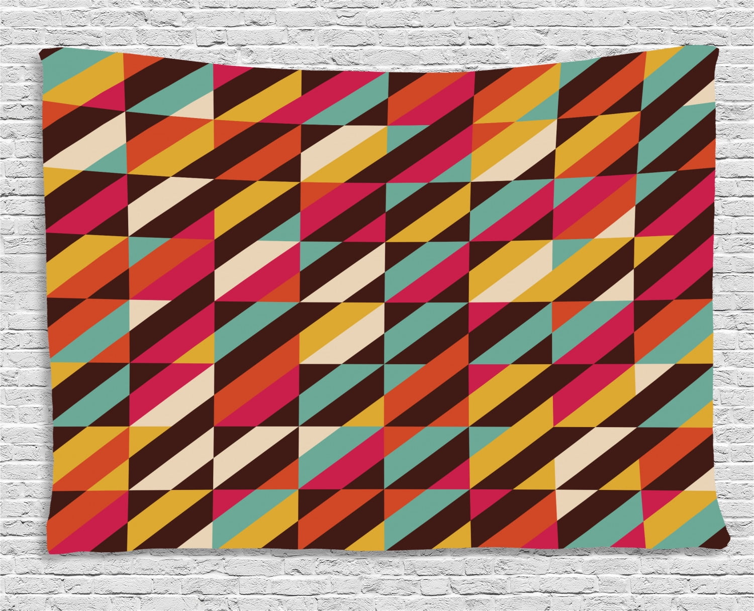 Abstract Tapestry, Funky Geometric Square Boxes with Parallel Color ...