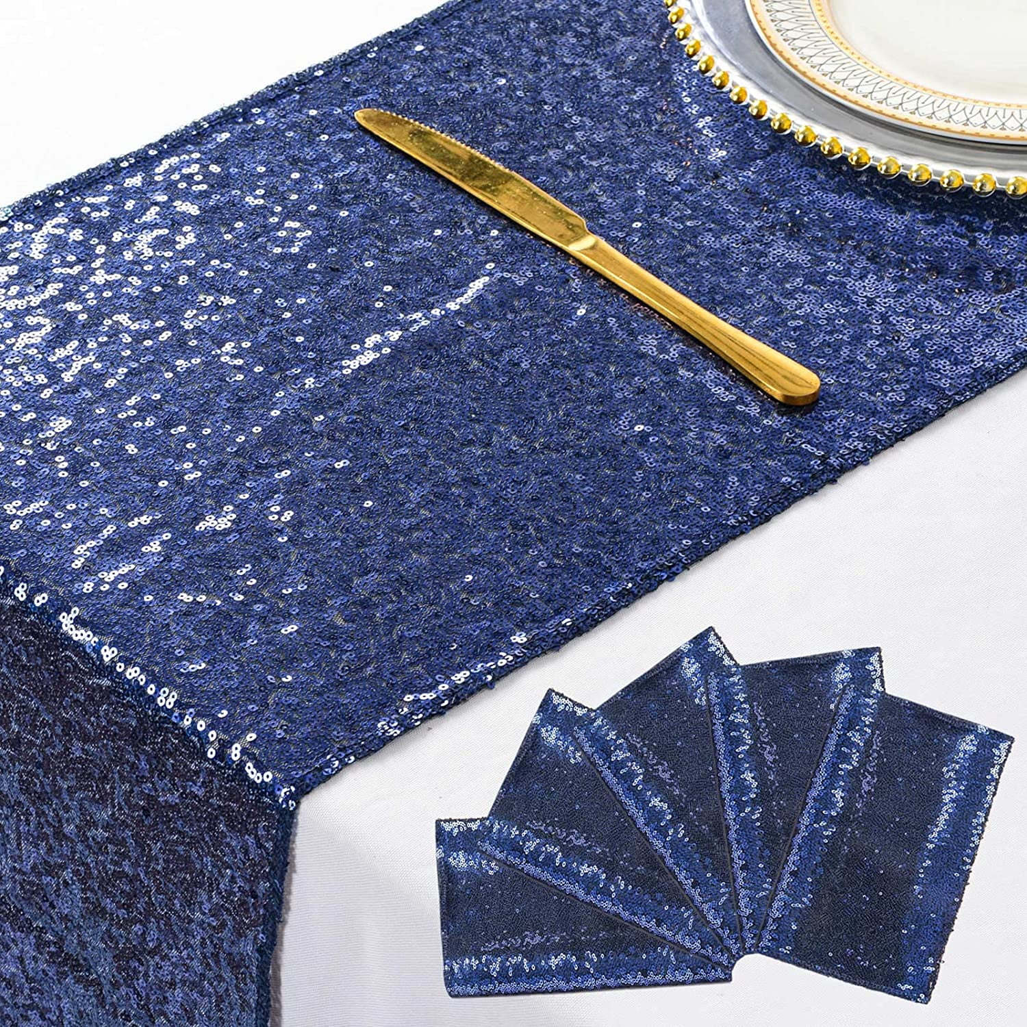 Zukuco 12x72 inch Sequin Table Runner Sparkly Sequin Runner for Wedding ...