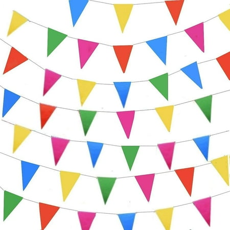 Piao 80 Meters Colorful Party Bunting Triangle Flag Banner String ...