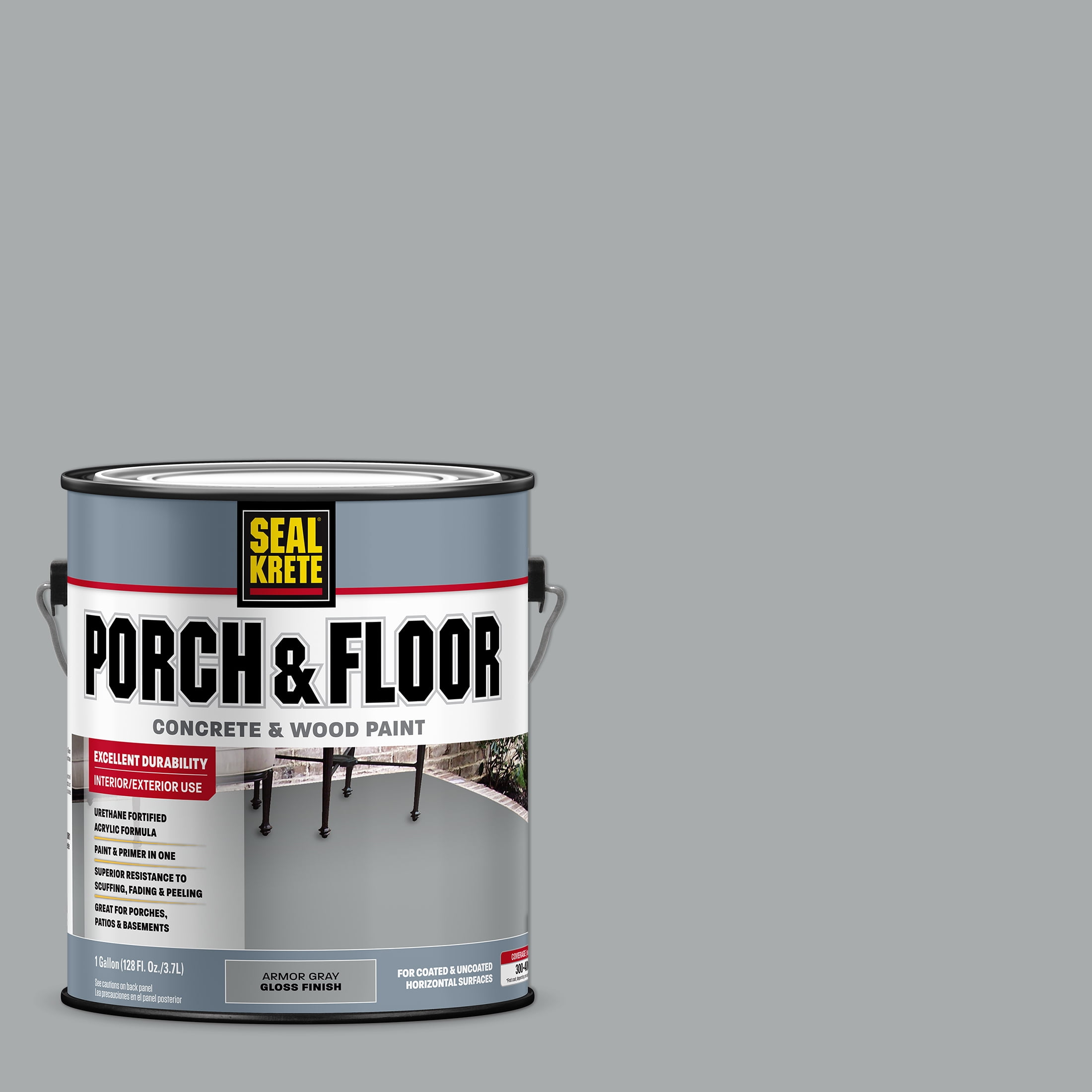 Armor Gray, Seal-Krete Gloss Porch & Floor Paint, 384334- Gallon - Walmart.com