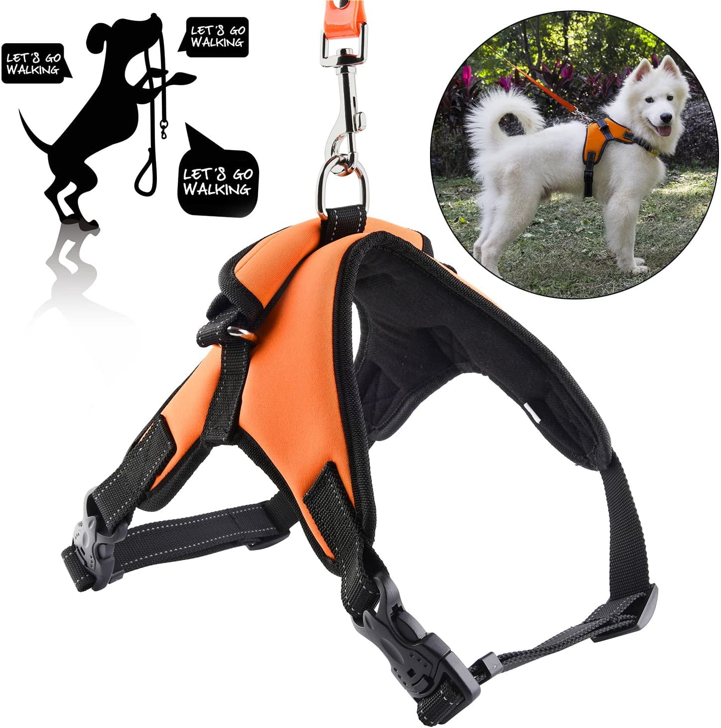 LUXMO No Pull Dog Vest Harness, Reflective Adjustable Padded Vest with ...