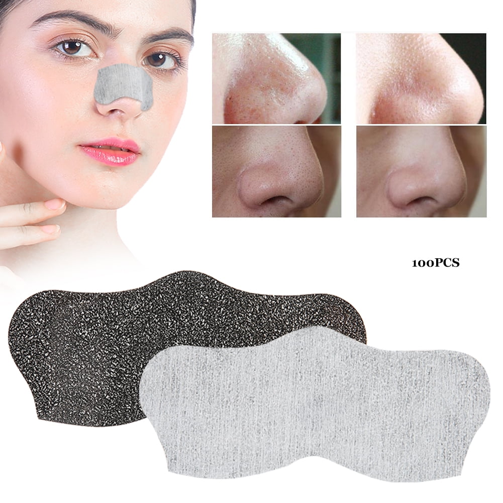 Tebru 100pcs Bamboo Charcoal Blackhead Removal Nose Cleaning Peel‑off