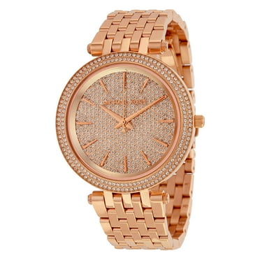 Michael Kors Women's Parker Crystal Pave Logo Rose Gold Watch MK6176 ...