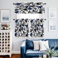 Abstract Lines Kitchen Curtains Set for Windows, Black Gray Blue ...