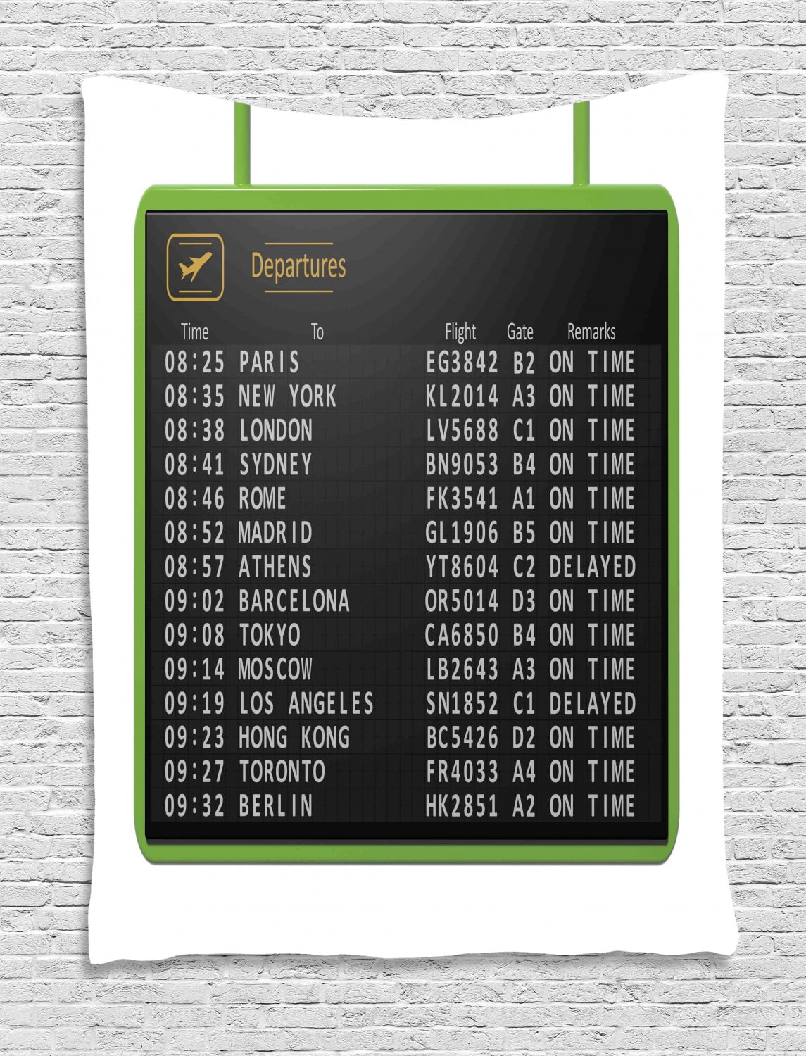 Airport Tapestry, Digitally Generated Departure Board Flight Timetable ...
