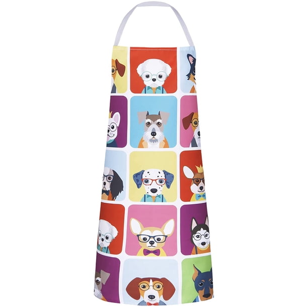 Cute Cartoon Dogs Apron Colorful Bib Cooking Apron Kitchen Apron with ...