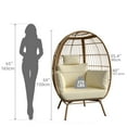 Dextrus Wicker Egg Chair Oversized Rattan Lounger With Stand Beige