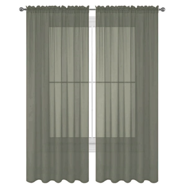 Decotex 2 Piece Elegant Solid Sheer Window Curtain Panels Treatment ...