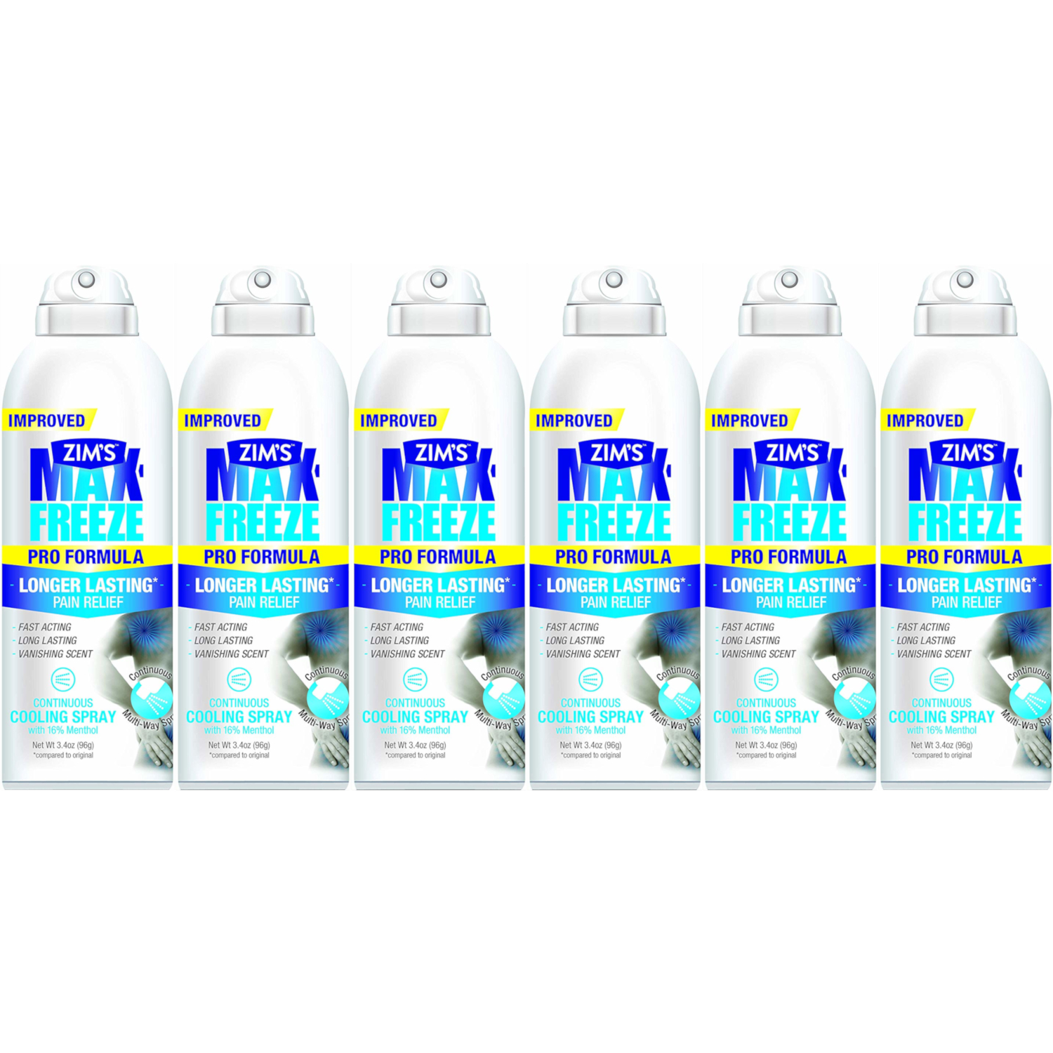 6 Pack Zims Max-Freeze Continuous Spray Muscle Joint Pain Relief 3.4oz ...