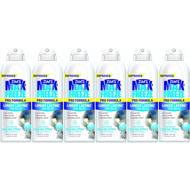 6 Pack Zims Max-Freeze Continuous Spray Muscle Joint Pain Relief 3.4oz ...