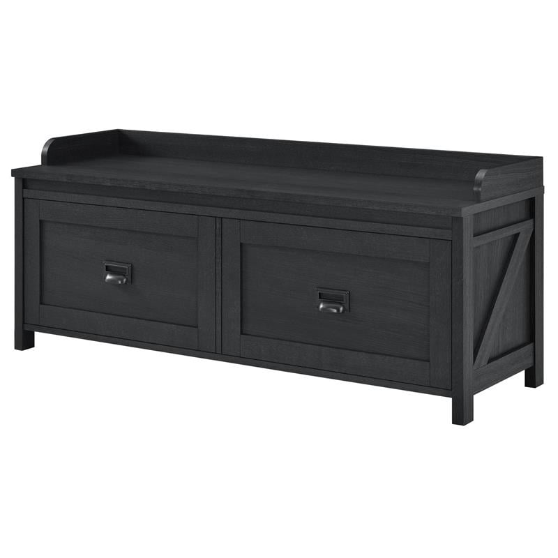 Pemberly Row Contemporary Entryway Storage Bench in Black Oak - Walmart.com