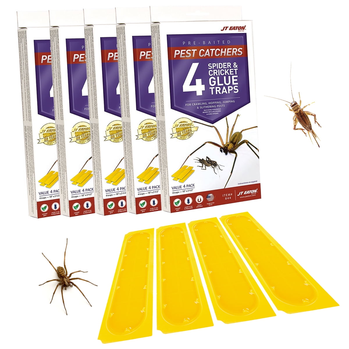 20pk JT Eaton Spider & Cricket Sticky Glue Traps Pest Catchers Insects ...
