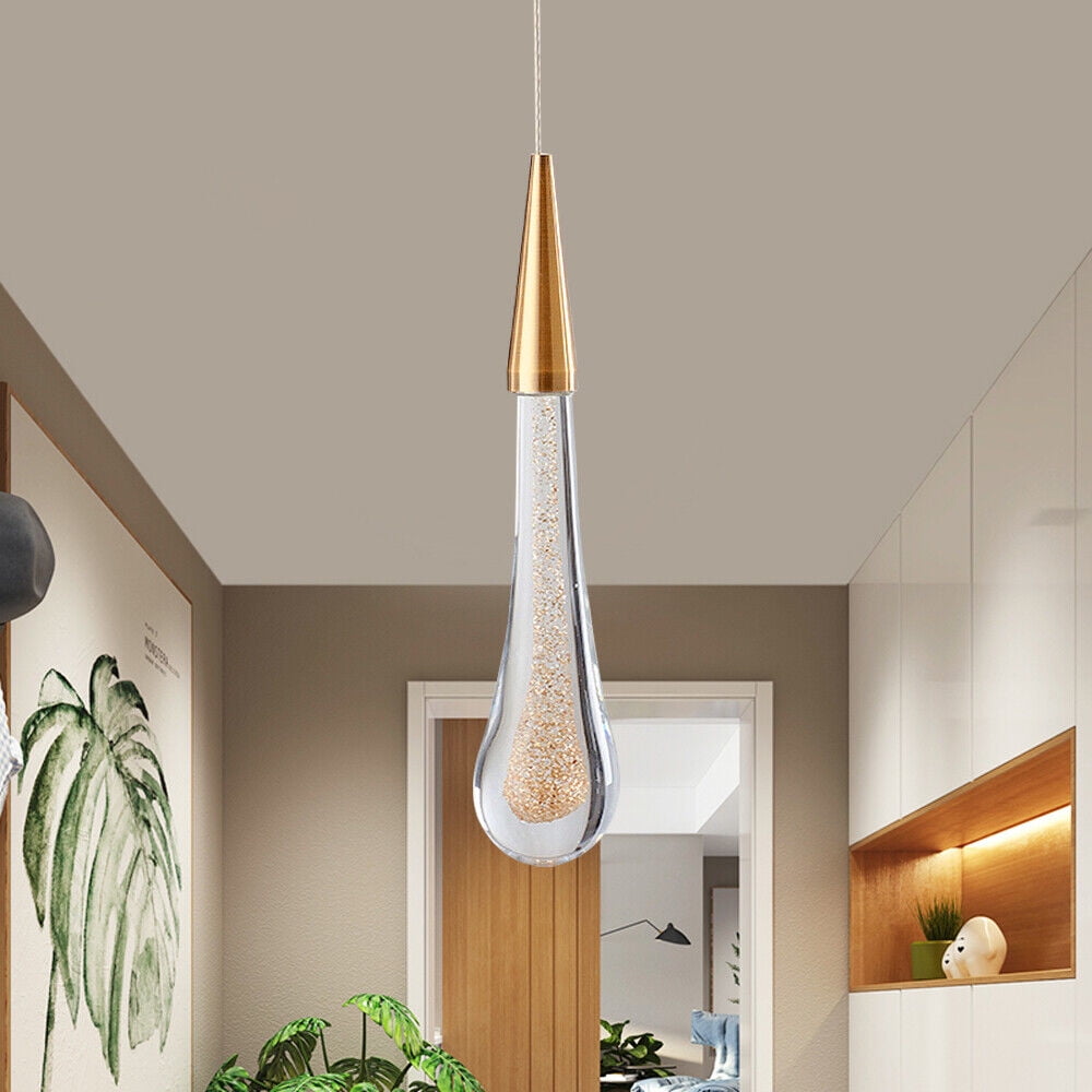 European Style Teardrop Crystal Pendant Lamp Metal Ceiling Single Light ...
