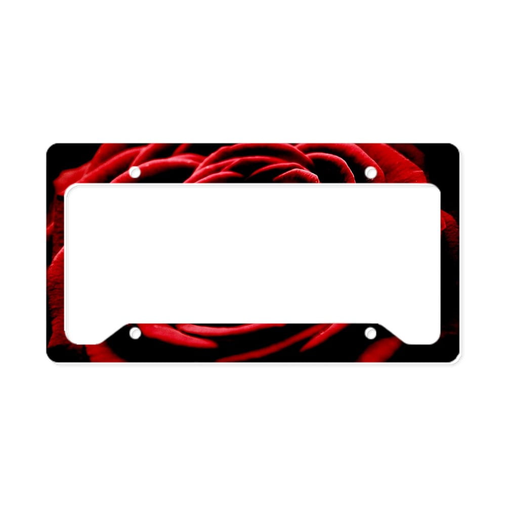 CafePress - Single Red Rose License Plate Holder - Aluminum License ...
