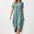 HOMBOM Dress Short Sleeve Solid Color Wrinkle Free for Women Classic ...