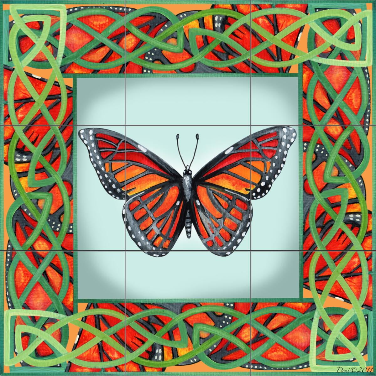 Tile Mural Kitchen Backsplash - Butterfly Square 7-DF - by Denise ...