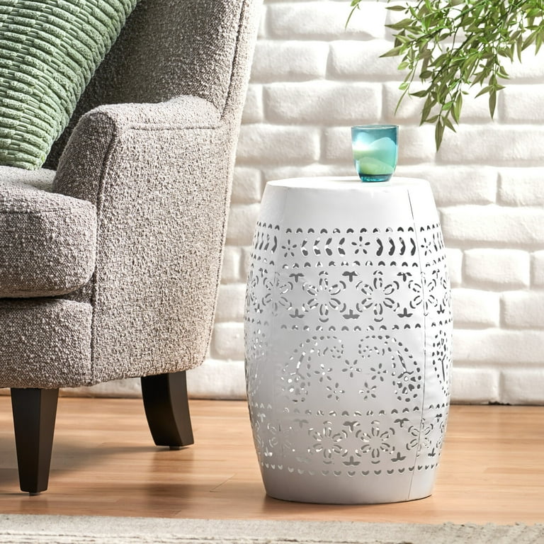 White barrel side table store