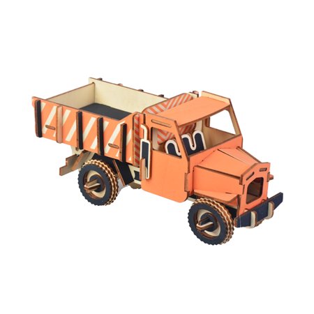 3D Wooden Model Puzzle Toy Assemble Wood Engineering Vehicle Forklift ...