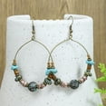 Boho Beaded Hoop Earrings for Women Vintage Wood Beads Shell Turquoise ...